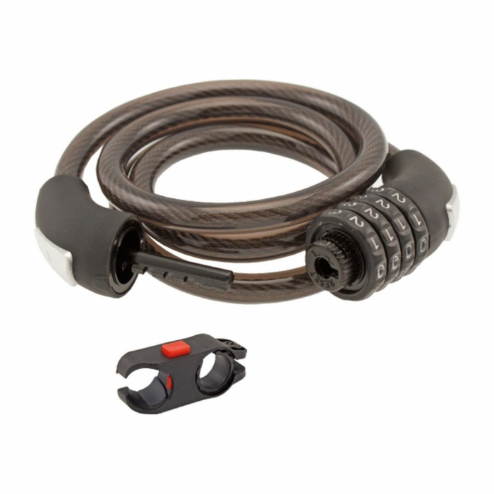 Black Spiral Cable Lock With 4-digit Combination, 12x1000mm, Frame ...